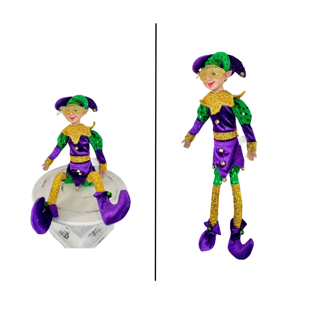 19" Mardi Gras Jester w/Mask Ornament - Choice of Color - Festive Deco ...