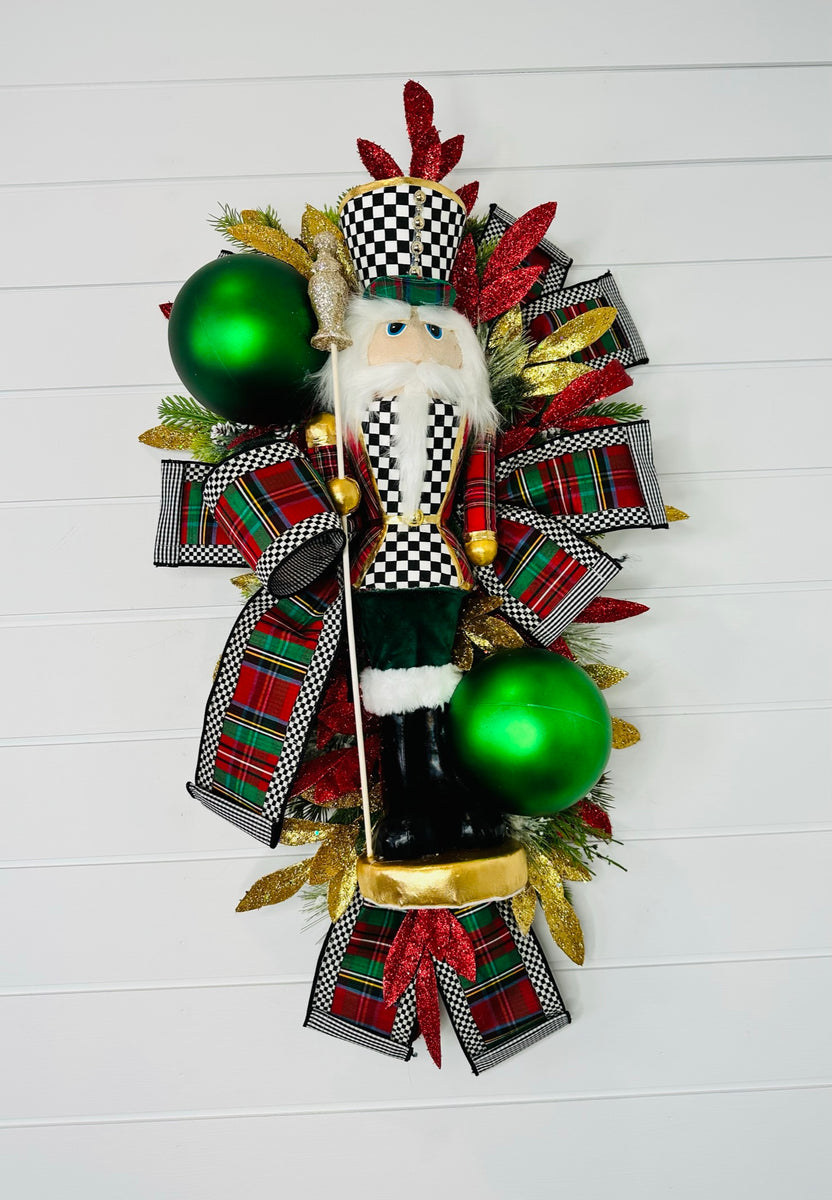 Elegant Nutcracker Front Door Swag - Handcrafted Christmas Wreath ...