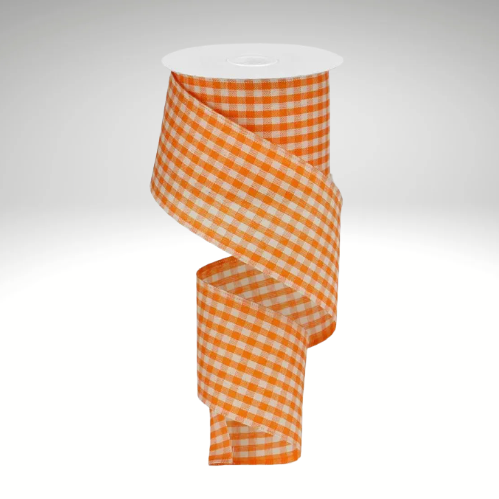 Primitive Orange Ivory Gingham Wired Ribbon 2.5"x10yd-RG01321M1 – TCTCrafts