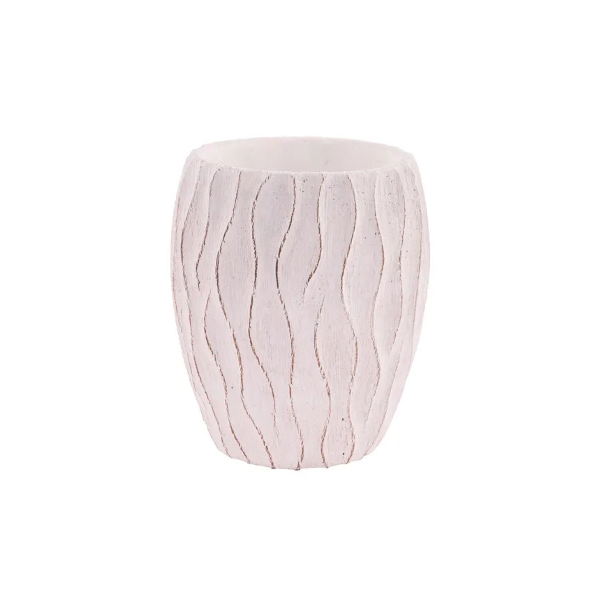 White Textured Wavy-Line Cement Planter 6.5"-MX111827 – TCTCrafts