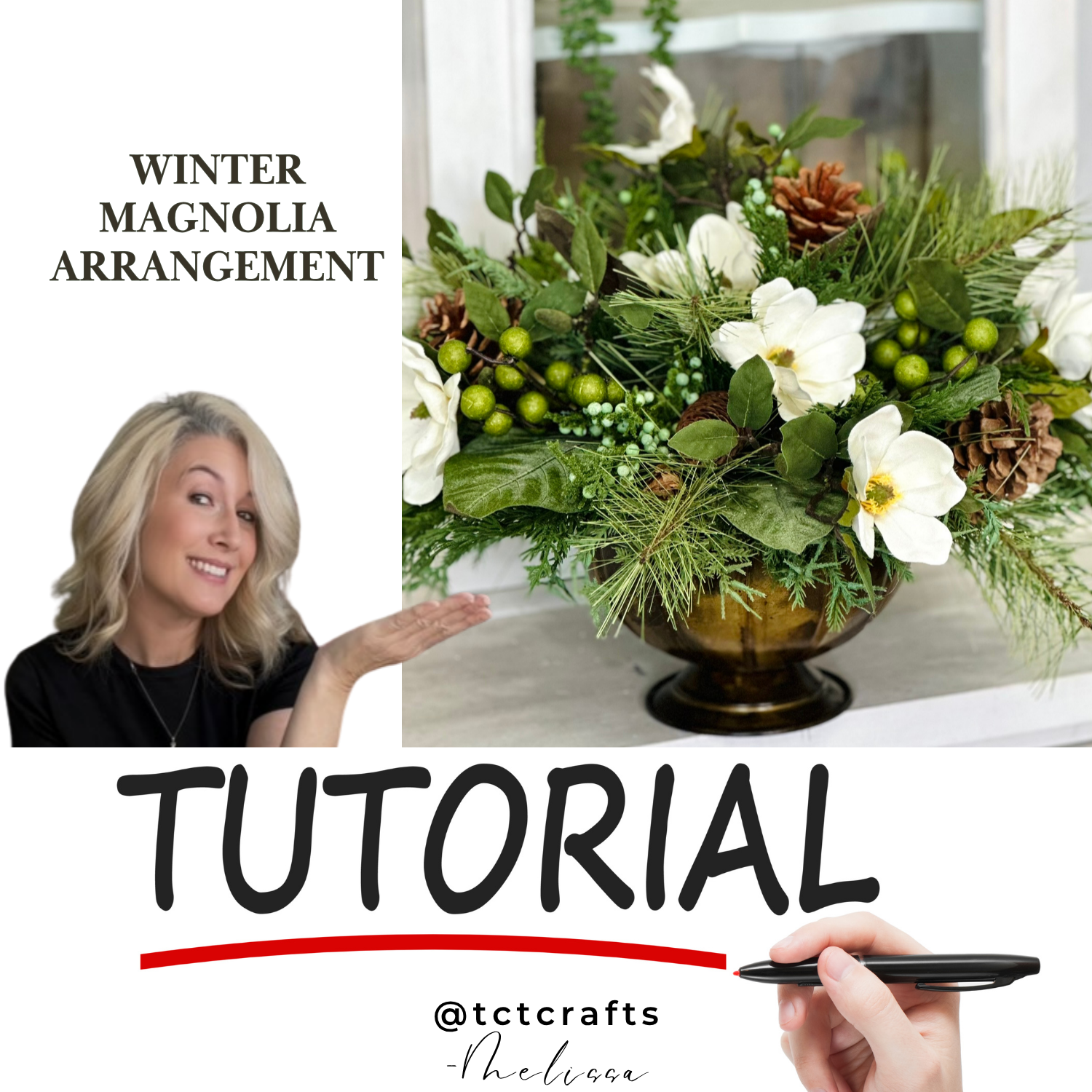 Digital Download: Winter Magnolia Arrangement | PDF + Video Link | DIY ...