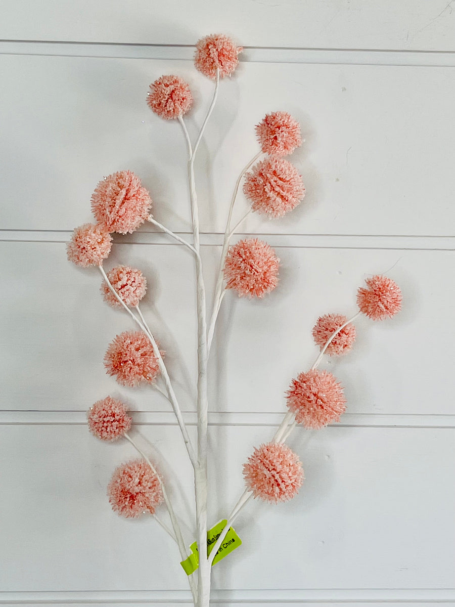 Elegant Blooms: 28-Inch Pink Snowball Allium Spray - Graceful Floral A ...